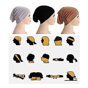 Cntqiang 6 Pieces Soft Modal Muslim Inner Cap for Women Stretch Under Scarf Hat Turban Cap Bonnet Hijab Islamic Neck Cover (Black)