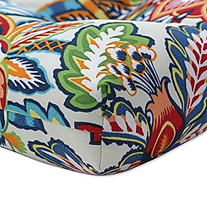 Pillow Perfect Outdoor/Indoor Copeland Fiesta Tufted Seat Cushions (Round Back), 19" x 19", 2 Count Blue