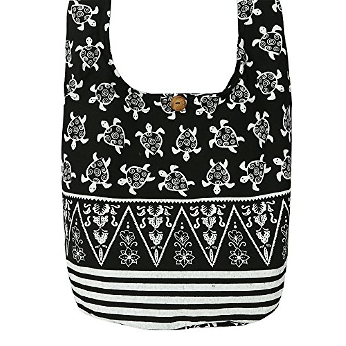 Lovely Creations Hippie Boho New Elephant Crossbody Bohemian Gypsy Sling Shoulder Large Size (Turtle L Black)