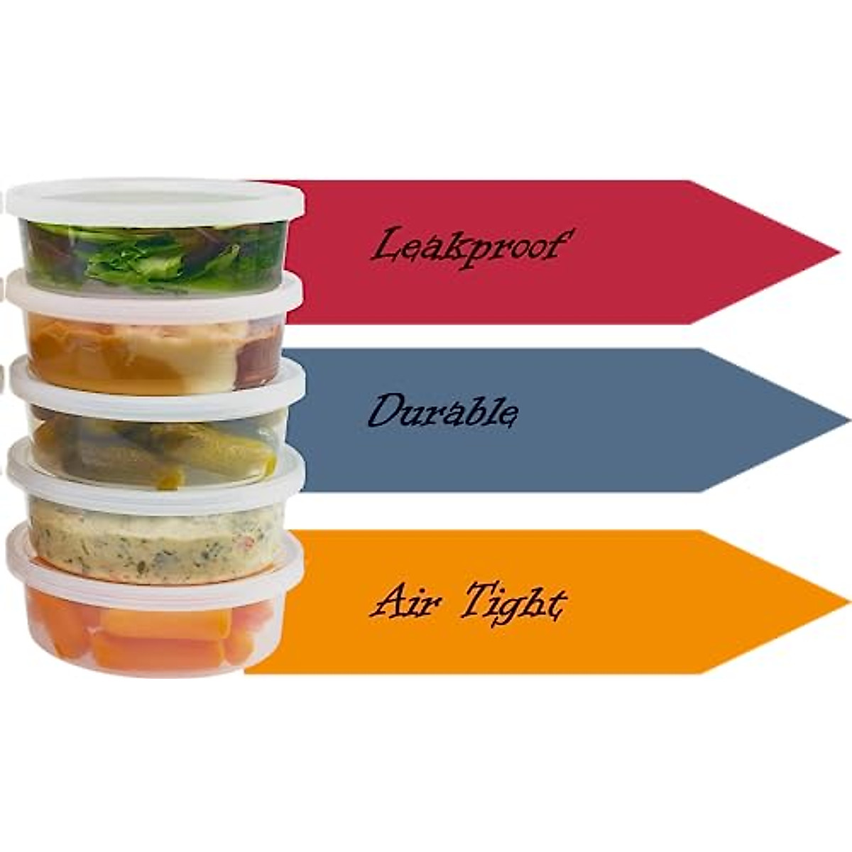 Mr. Miracle Deli Containers with Lids - 15 Pack of 8 oz Clear Airtight Reusable Plastic Food and Multi-Purpose Containers - Microwave, Freezer, and Dishwasher Safe