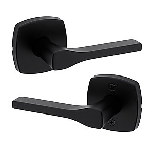 Kwikset Tripoli Passage Hall/Closet Lever with Soft Modern Rose in Matte Black 97200-919