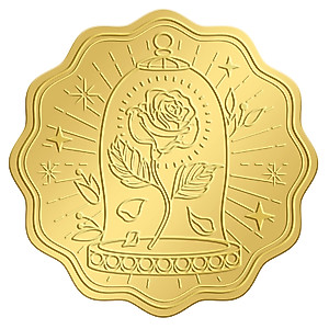 CRASPIRE 2 Inch Gold Embossed Envelope Seals Stickers Rose 100pcs Round Adhesive Embossed Foil Seals Stickers Envelope Label for Wedding Invitations Party Gift Packaging Greeting Card