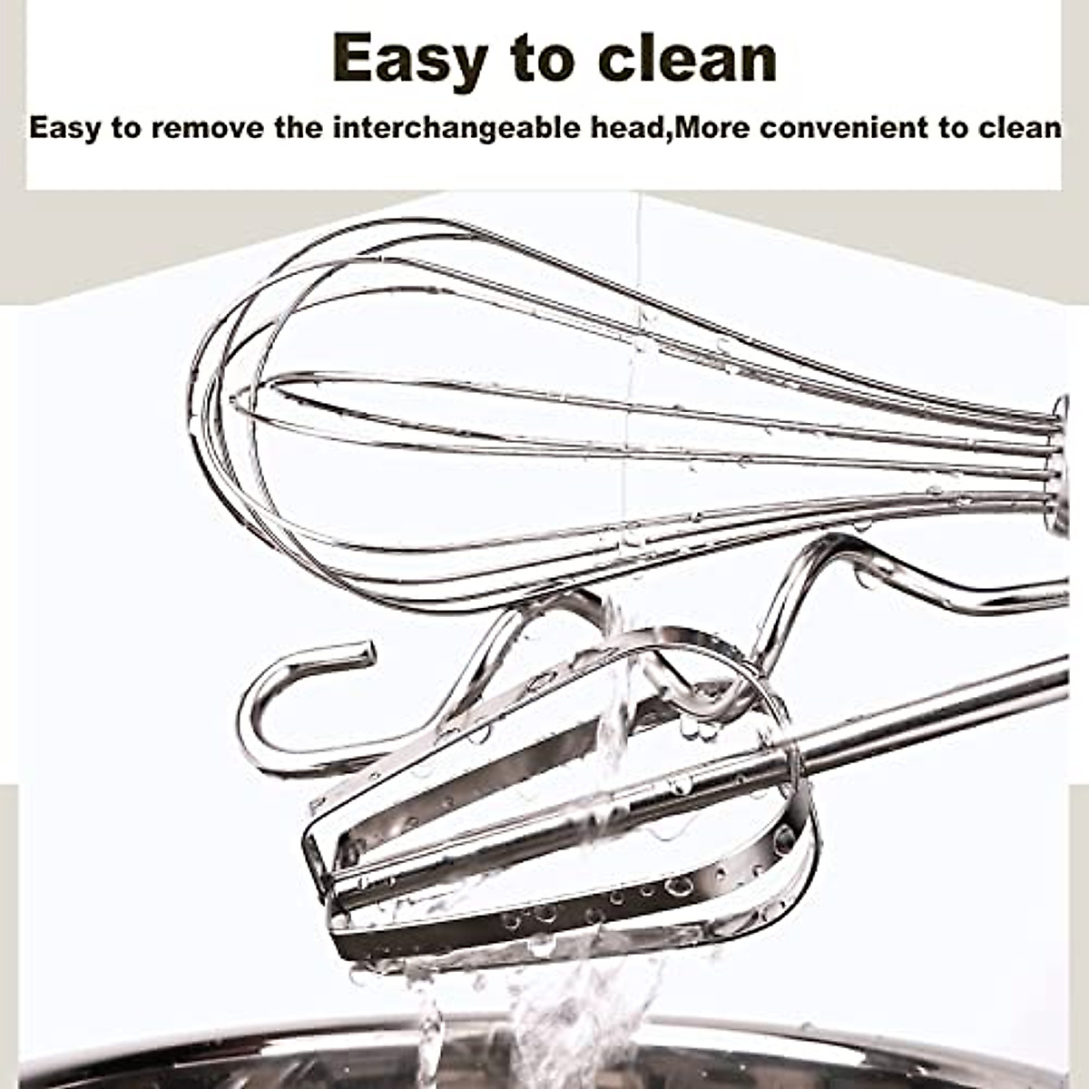 EASYDRILL 3Pcs Hand Mixer Attachments Set for Electric Drill,Stainless Steel Kitchen Mixer Handheld Attachments Set 7.5inch for Electric Drill Dishwasher Safe(1 Beater, 1 Dough Hooks, 1 Balloon Whisks)