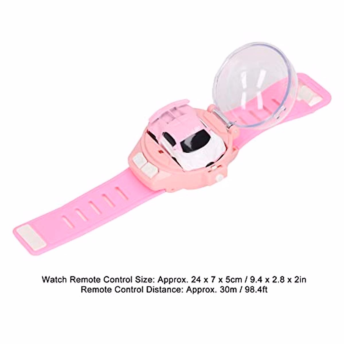 CUTULAMO Mini Watch RC Car Toy, 2.4G Independent Signal Watch RC Car Toy Dust Cover USB Cable for Outdoor(Pink Type 1)