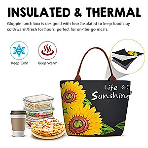 Gloppie Lunch Bag Women Insulated Womens Lunch Bag for Work Leakproof Lunch Tote Sunflower Adults Lunch Box Purse Reusable Lunch Cooler Bag Loncheras para mujer 9L
