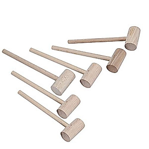 6PCS Solid Natural Wooden Crab Lobster Mallets Shellfish Hammers, Beechwood