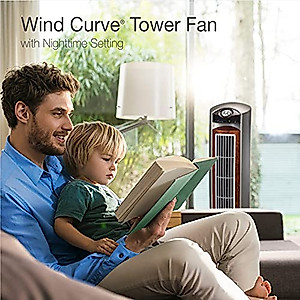 Lasko Portable Electric 42.5" Oscillating Tower Fan with Nighttime Setting, Timer and Remote Control for Indoor, Bedroom and Home Office Use, Silverwood T42954 & Household Tower Fan, 42", Silver
