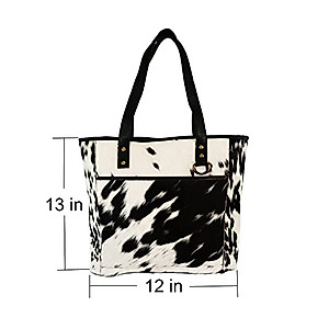 Bonanza leathers cowhide leather large tote bag women's handbag with zipper closure 507 (Black)
