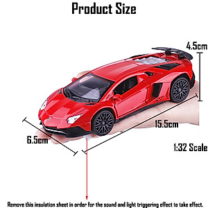 Alloy Collectible Red Lamborghini Car Toy Pull Back Vehicles Diecast Cars Model with Light & Sound