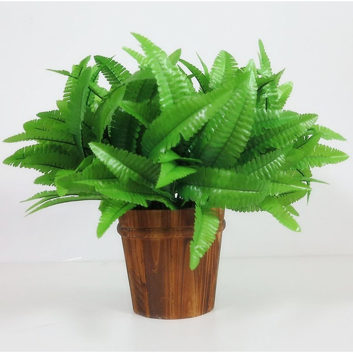 Leoyoubei 4 Bunches 14" Ferns Artificial Boston Fern Bush Plant,Faux Plant Shrubs Greenery Bushes Indoor Outside,Hanging Basket Planter Decor for Home Garden Office Verandah Wedding Decor