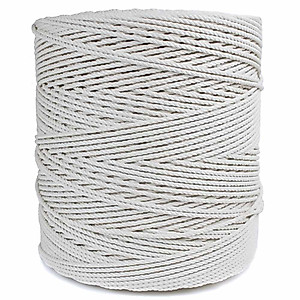 GOLBERG Twisted 100% Natural Cotton Rope - White Cotton Rope - (3/16 Inch x 50 Feet)
