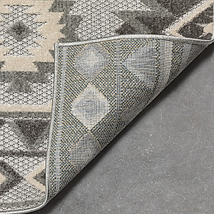 Well Woven Tuscon Grey Indoor/Outdoor Southwestern Area Rug (5'3" x 7'3") High Traffic Stain Resistant Geometric Medallion Carpet