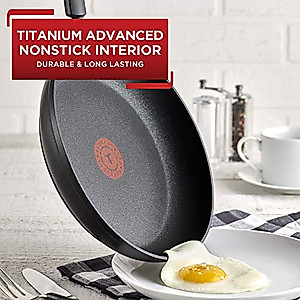 T-fal Advanced Nonstick Cookware Set 12 Piece Pots and Pans, Dishwasher Safe Black