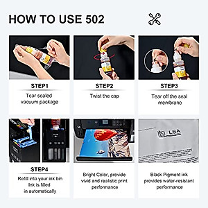 MYTONER Compatible Ink Bottle Replacement for Epson 502 T502 for ET-2760 ET-4760 ET-4750 ET-3710 ET-3760 ET-2700 ET-2750 ET-3700 ET-3750 ST-2000 ST-4000 Printer (Black Cyan Magenta Yellow, 5-Pack)