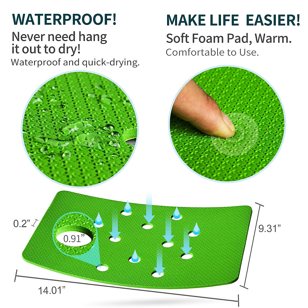 Soft Cushion for Shower Seat, Bath Chair Mat 14" x 10", Non-Skip Foam Pad for Shower Chair, Bathroom Shower Stool Mat for Elderly, Handicap & Disabled, Cover Shower Bench