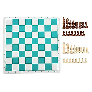 Chess Set,2 in 1 Travel Board Games for Kids and Adults,Packs and Travels Easy, Folding Roll up Chess Game Sets,Chess Set with PU Foldable Board and Weighted Pieces