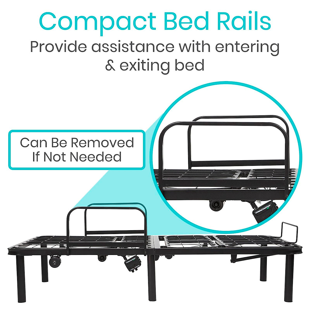 Vive Adjustable Bed Base Frame (Twin) - Electric Heavy Duty Metal Platform Bed Frame with Adjustable Base for Hospital Mattress - Remote for Head, Leg & Foot Incline - Dual USB Ports - Easy Assembly