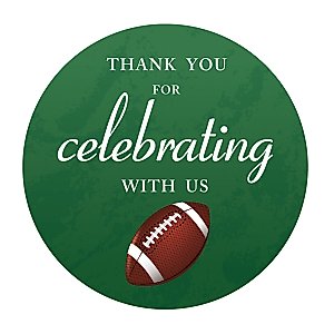 MAGJUCHE Football Thank You Baby Shower or Birthday Party Stickers, Party Favor Sticker Labels, 2 Inch Round, 40-Pack