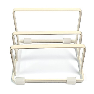 LENITH Cutting Board Rack Chopping Board Organizer Stand Holder Kitchen Countertop Pots Pan Lids Rack Organizer (Small_Cream Color)