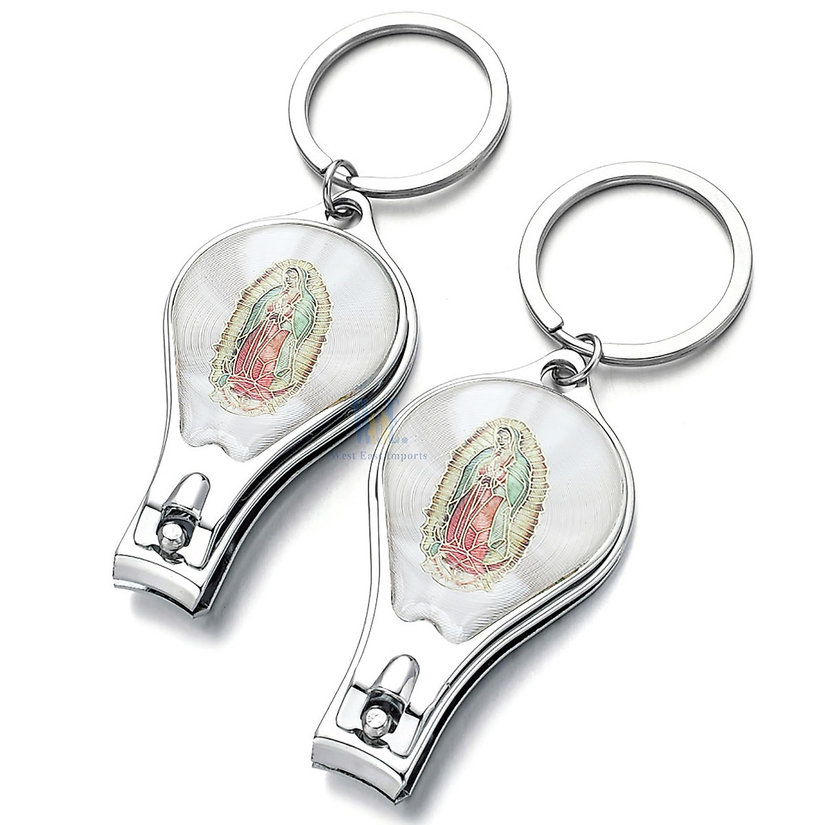 WE Our Lady of Guadalupe (12 PCS) Baptism Keychain with Nail Clipper and Opener Party Favors for Baby Boys and Girls/Bautizo Recuerdos/Gift for Guest/Christening/First Communion Favors