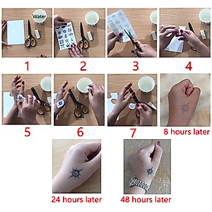 Glaryyears Semi Permanent Tattoos for Women Girls, 4 Pack Kit Large Realistic Long Lasting Temporary Tattoo Looks Like Real Makeup, Cool Flowers Letters on Body Chest Underboob Tramp Stamp Lower Back