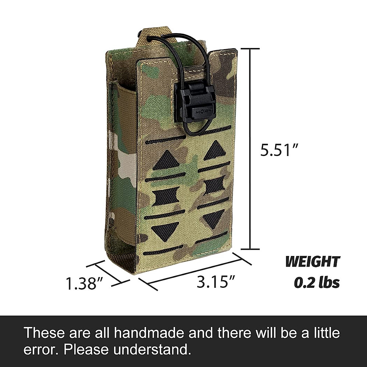 TOPTACPRO Tactical Radio Pouch MOLLE Radio Holster Compatible with 148/152 MPU5 Baofeng Radio Case Bag Walkie Talkies Rifle Mag with Elastic Cord 500D Nylon (Multi-camo)