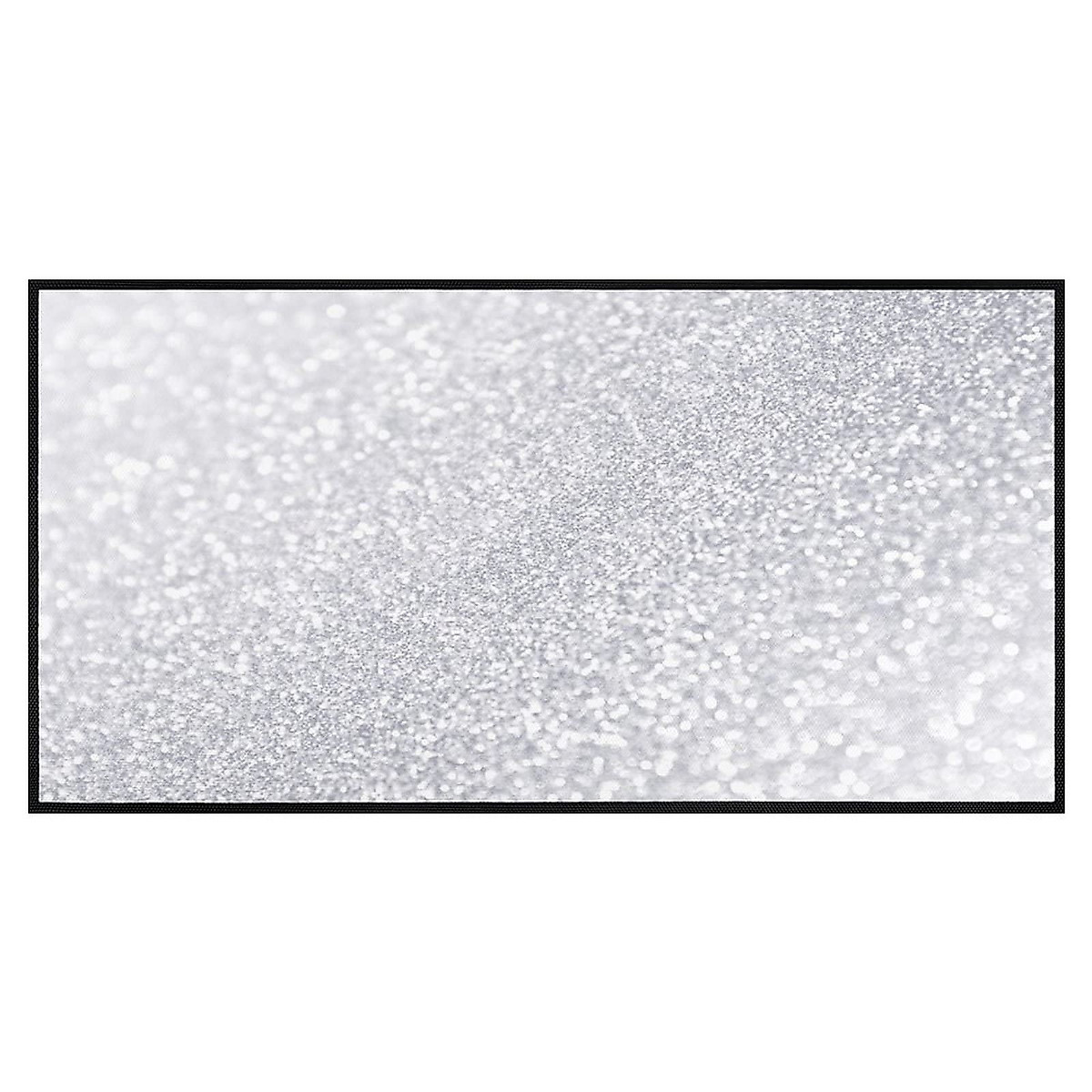 TsyTma Silver Glitter Bling Kitchen Rug Non-Slip Decor Absorbent Kitchen Floor Mat Bathroom Rug Waterproof Runner Rug 39"x20"