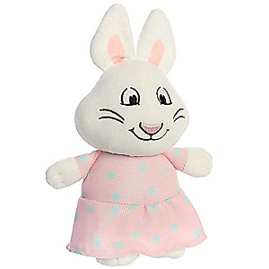 Aurora Bundles of 2 6.5 Inch Plush Animals: Max and Ruby Bunnies, White Black red Pink Blue