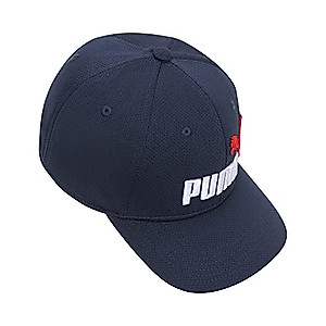PUMA unisex adult Evercat Mesh Stretch Fit Baseball Cap, Navy Combo, Large-X-Large US