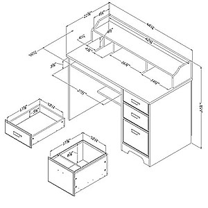 South Shore Versa Computer Desk with Hutch Winter Oak, Traditional