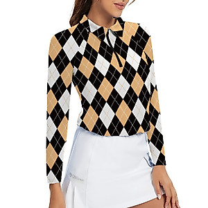 Womens Long Sleeve Golf Shirts Half Zip Tennis Shirts Moisture Wicking Golf Tops