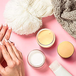 SATINIOR 24 Pieces Empty Clear Plastic Jars with Lids Round Storage Containers Wide-Mouth for Beauty Product Cosmetic Cream Lotion Liquid Slime Butter Craft and Food (Gold Lid, 2 oz)