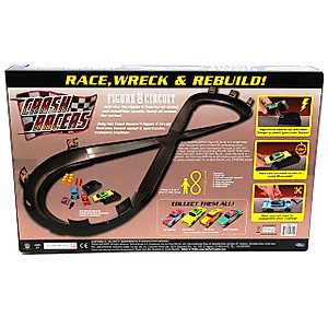 Far Out Toys Crash Racers Figure 8 Circuit Track Set | Huge Rack Track, Explosive Collisions! 40 Pieces Total | Race and Crash Like a Pro, for Ages 5 and Up