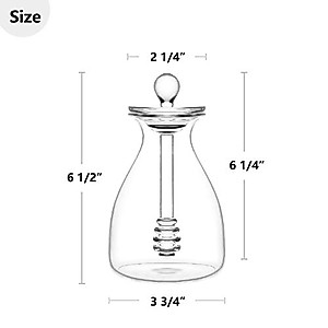 Mkono Honey Dispenser Glass Honey Pot Honey Jar with Dipper Sticks and Lid Cover Honey Containers Holder for Home Kitchen, 14 Ounces