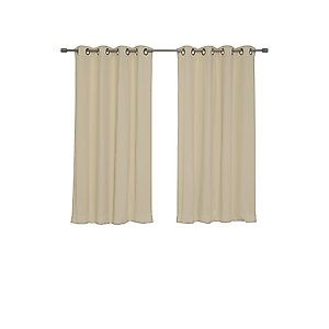 Best Home Fashion Basic Thermal Insulated Blackout Curtains - Antique Bronze Grommet Top - Beige - 52" W x 63" L – (Set of 2 Panels)