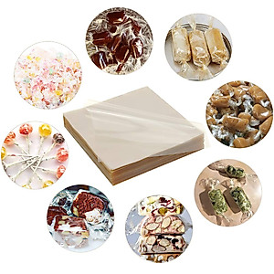 Juome 1000 Sheets Candy Wrappers Clear Cellophane Wrap Roll 5x5 Inches Candy Caramel and Chocolate Wrapper for Treats, Lollipop, Gummies, Saran Wrap& Cake Pop Making Supplies, etc
