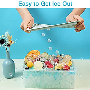 Toobimen Mini Ice Cube Trays, 4 Pack Small Ice Cube Tray with Lid and Bin, 104x4 PCS Ice Ball Maker Mold, Crushed Ice Trays Easy Release for Chilling Drinks, Coffee, Cocktail, Juice (Blue)