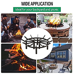 28in Fire Grate Log Grate, Round Spider Wagon Wheel Firewood Grates, Heavy Duty Fire Pit Grate for Outdoor Campfire, Hearth Wood Stove and Outdoor Camping Fire Pit Black