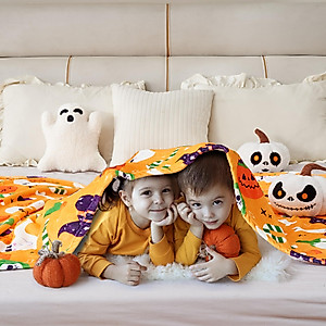 UOMNY Halloween Blanket for Kids,Ghost Throw Blanket for Kids,Wizard Hat Halloween Blanket for Couch and Bed, for Kids 50x60 inch