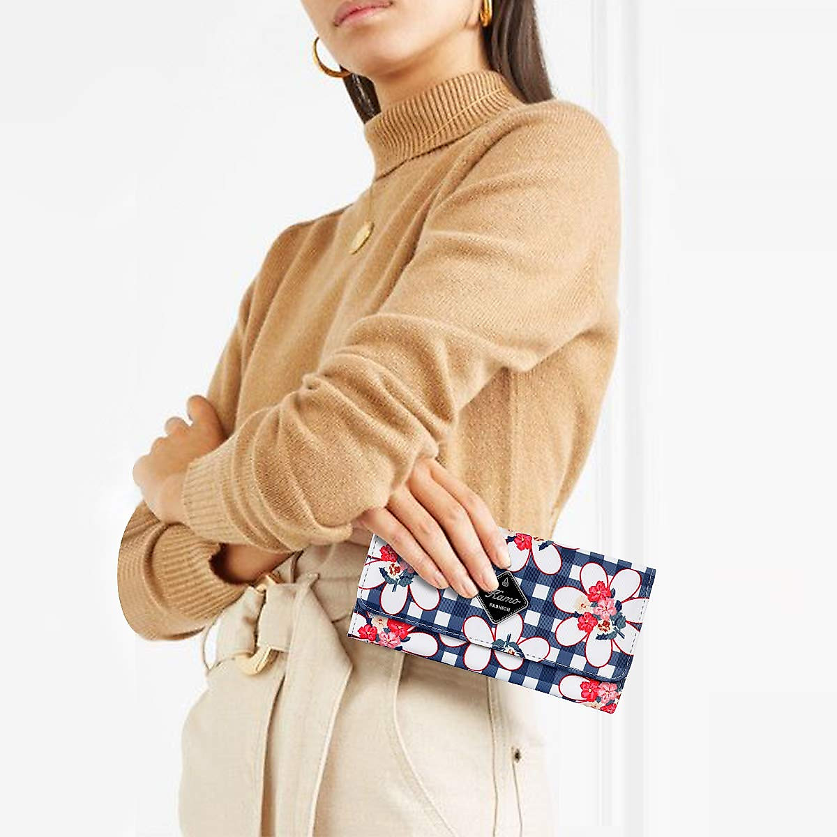 Kamo Women’s Printed Slim Long Wallet Purse Card Holder Organizer Envelope Wallets for women with 12 Card Slots