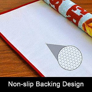 junovo 2 x 6ft Christmas Area Rug Runner Merry Christmas Poinsettia Indoor Rug for Xmas Holiday Decoration, Non-Slip Festive Christmas Carpet Red Flower Door Mat for Fireplace Bedroom Living Room