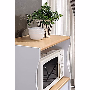 HODEDAH IMPORT Microwave Cart with One Drawer, Two Doors, and Shelf for Storage, White