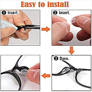 FSACLE Eyeglass Nose Pads - Soft Silicone Adhesive Glasses Nose Pad, Anti-Slip Heighten Air Chamber Nose Pads for Full Plastic Frames, 12 Pairs (Sticky Clear)
