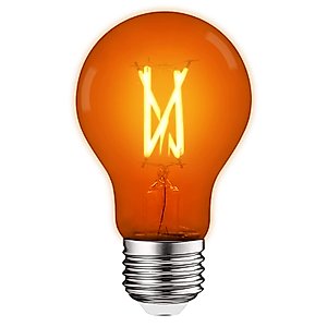 LUXRITE A19 Edison LED Orange Light Bulb, 4.5W (60W Equivalent), Colored Glass Filament, UL Listed, E26 Standard Base, Indoor Outdoor, Porch, Decoration, Party, Holiday, Event, Home Lighting