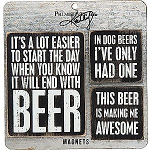 Primitives by Kathy Wooden Magnet Set, 3-Piece, Beer