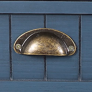 Decor Therapy Bailey Bead Board 4-Drawer Console Table, Antique Navy