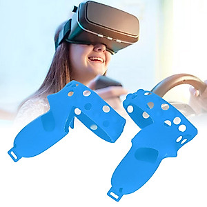 VR Controller Handle , Silicone Handle Protective Sleeve Adjustable for Quest 2(blue)