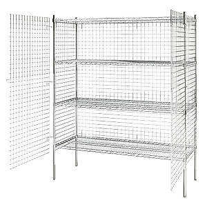 Krollen Industrial NSF Stationary Wire Chrome Security Cage Kit - 24" x 60" x 74" With 4 Shelves