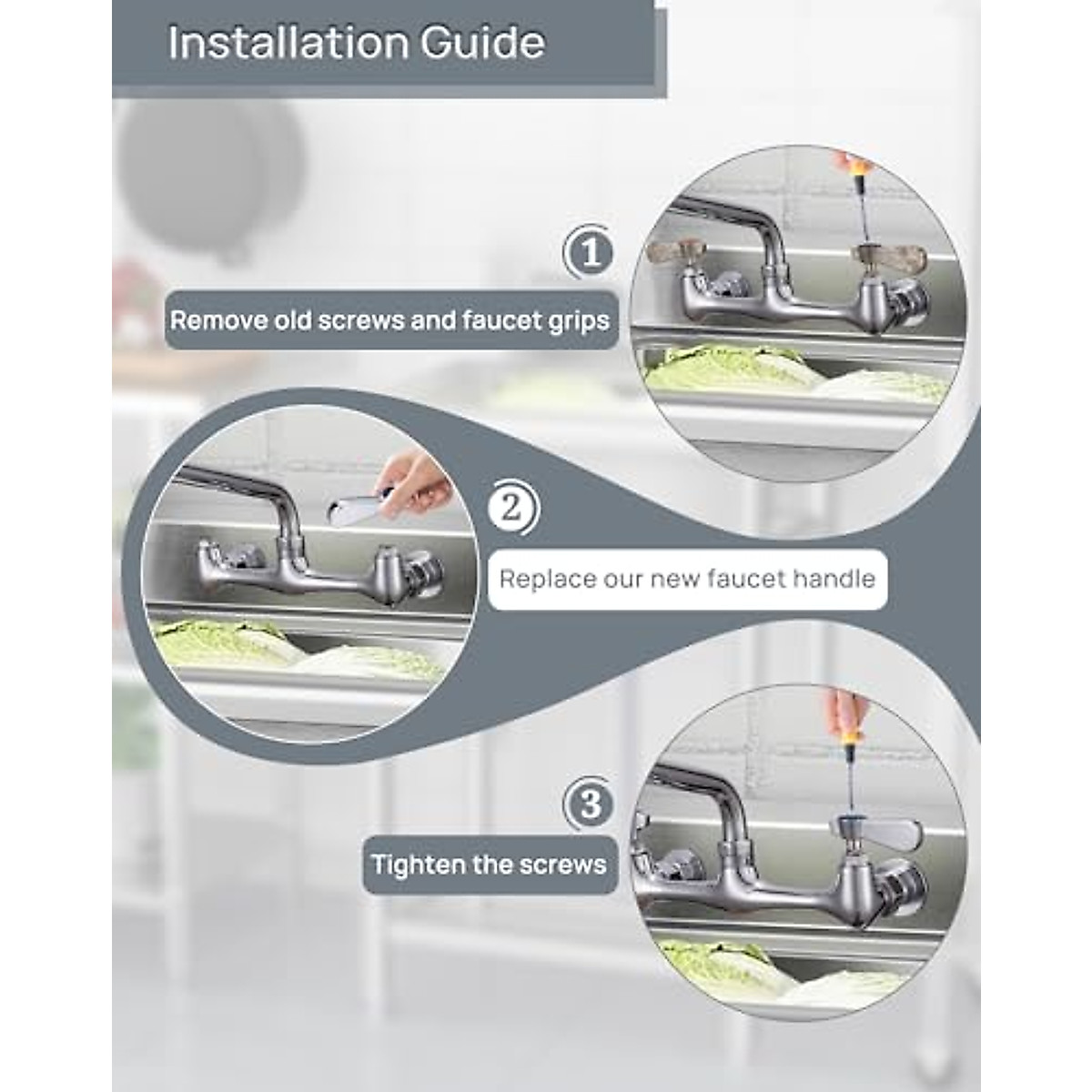 Phivan Commercial Faucet Parts Kitchen Faucet Handle Replacement Kit - 2 Pack Lever Handles 0.43" Round Stem Hole Fits Most 3/8" Shaft, Ideal for Kitchen, Laundry, Restaurant, and Industrial Use