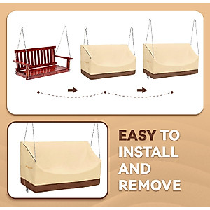 HEPOVER Porch Swing Cover 61Inch Waterproof Hanging Outdoor Swing Cover Garden Hammock Swing Chair Cover Patio Furniture Cover